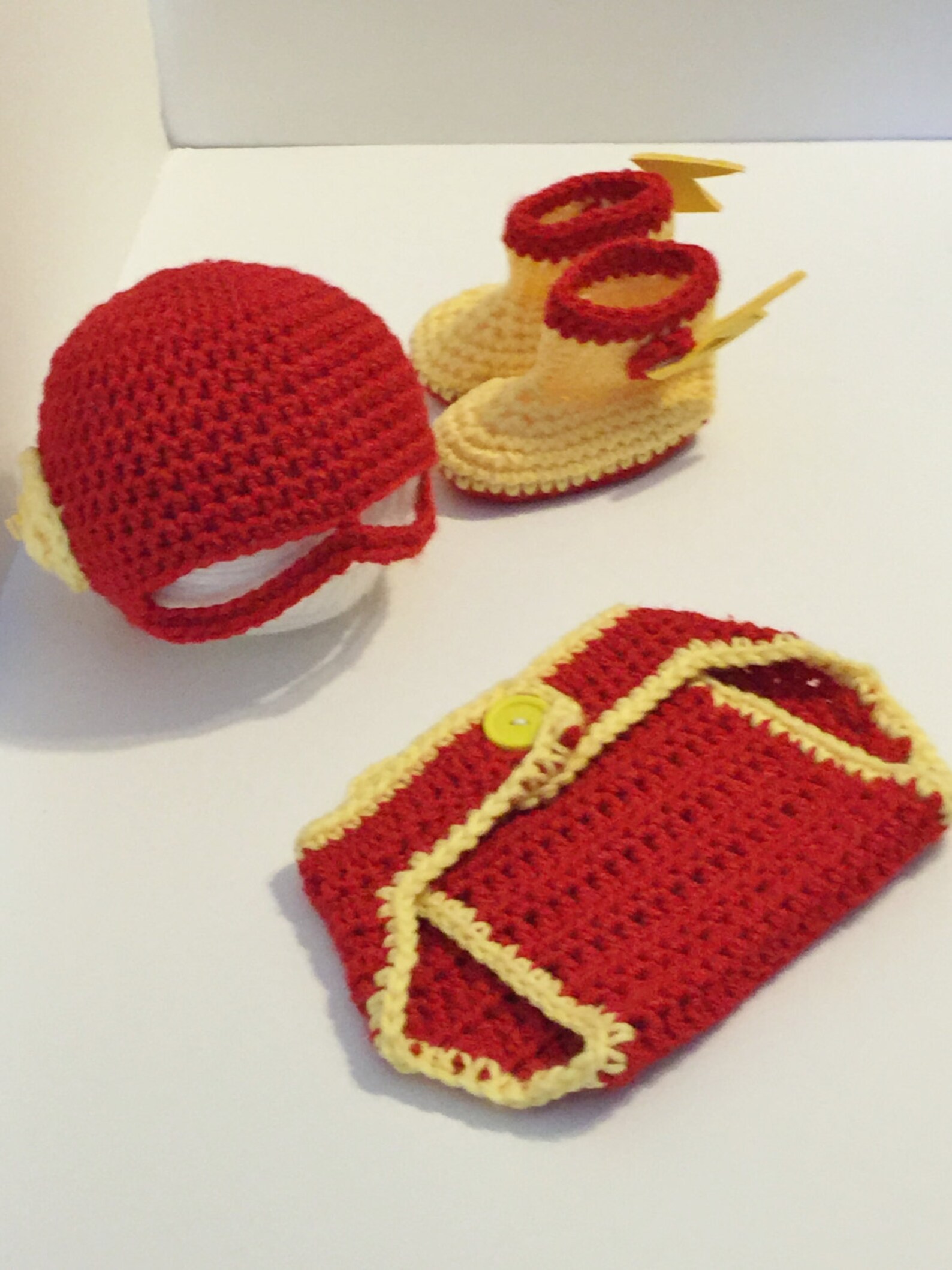 Crochet Flash Hat Diaper Cover Flash Inspired Hat Superhero | Etsy
