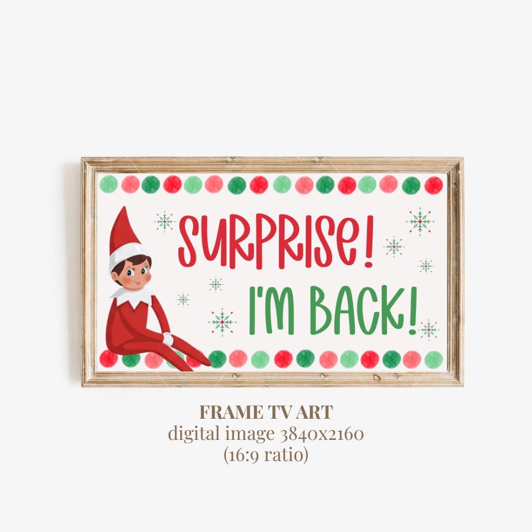 Elf on the Shelf Art for Samsung Frame TV | Surprise I’m Back Christmas ...