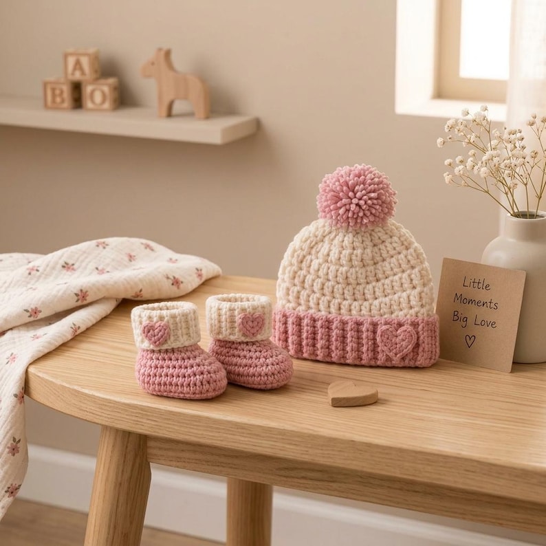 Crochet Baby Booties Pattern, Baby Hat Crochet Pattern, Newborn Baby ...