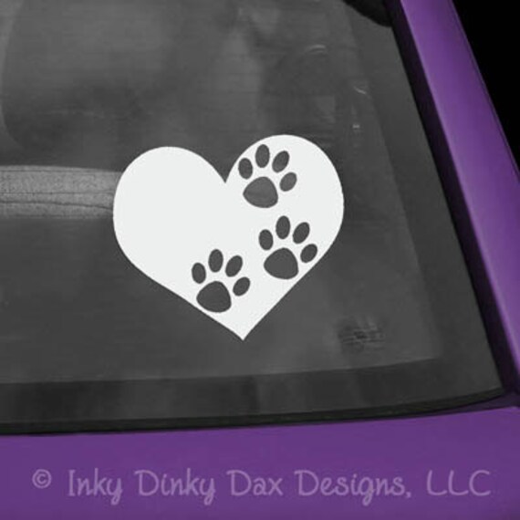 Three Paws on Heart Vinyl Sticker - Etsy
