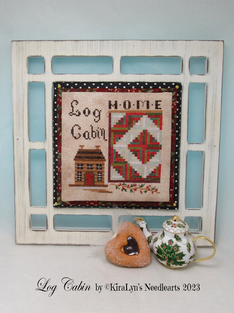 Simple Log Cabin Cross Stitch Log Cabin Christian Cross, Size: 33"x