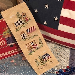 Antique 1862 American Flag Patriotic Sampler Reproduction Cross Stitch ...