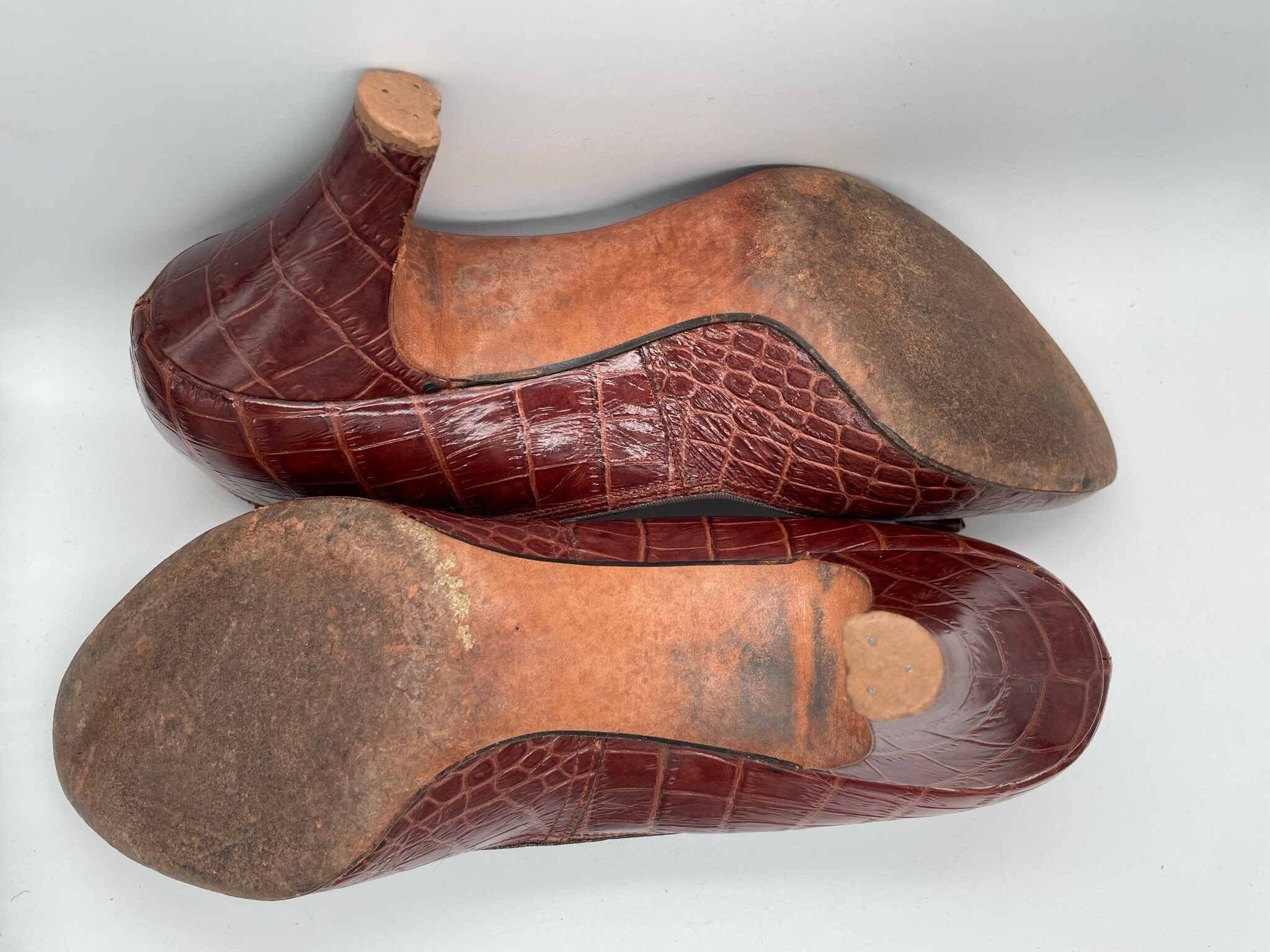 Vintage 1940s Brown Leather Red Cross Shoes - Etsy