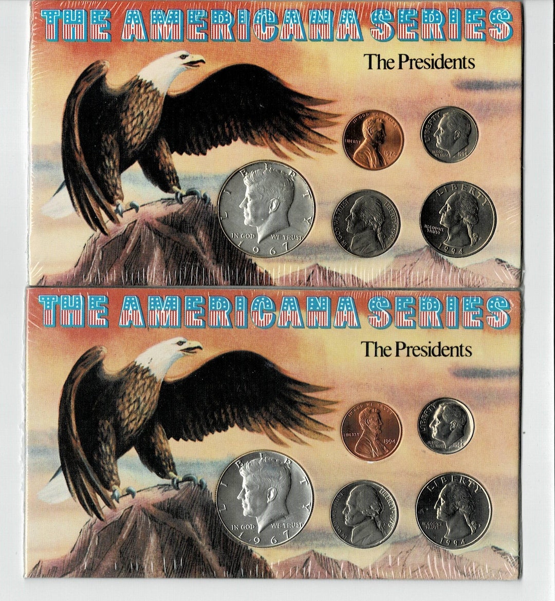 The Americana Coin Set the Presidents / 2 Sets / With 1967 Kennedy Half ...