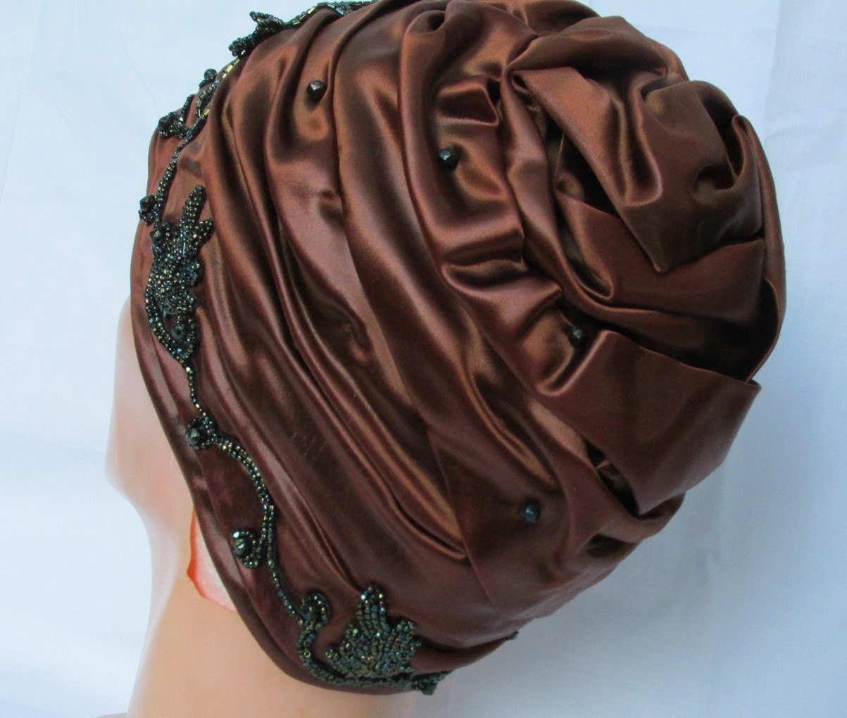 Vintage 1940s Beaded Satin Cloche Hat Frank M. Benson | Etsy