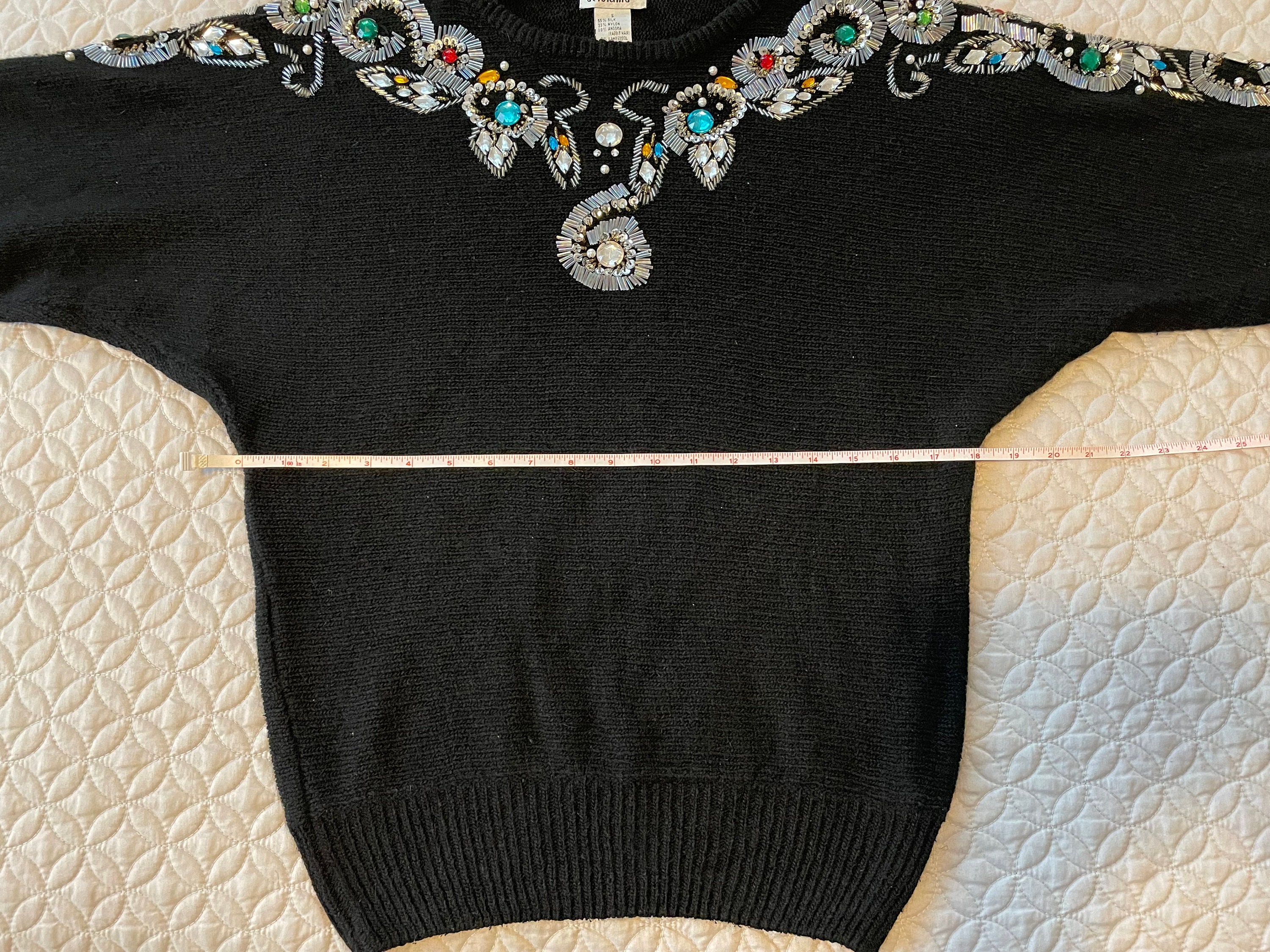 Vintage 1980s De Rotchild Beaded Sequin Black Sweater Silk With Angora Size Sm - Etsy