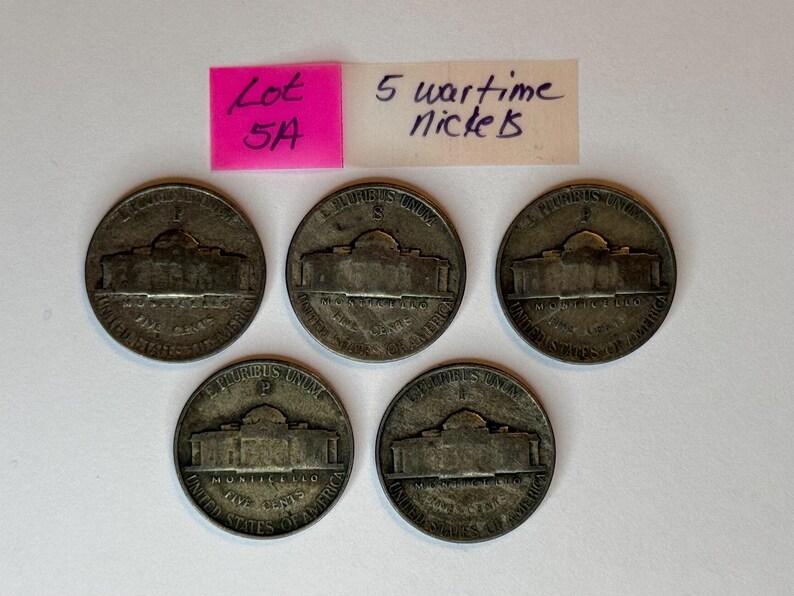 War Nickels US Wartime 5 10 or 20 Coins 35 Percent Silver 1942 - 1945 ...
