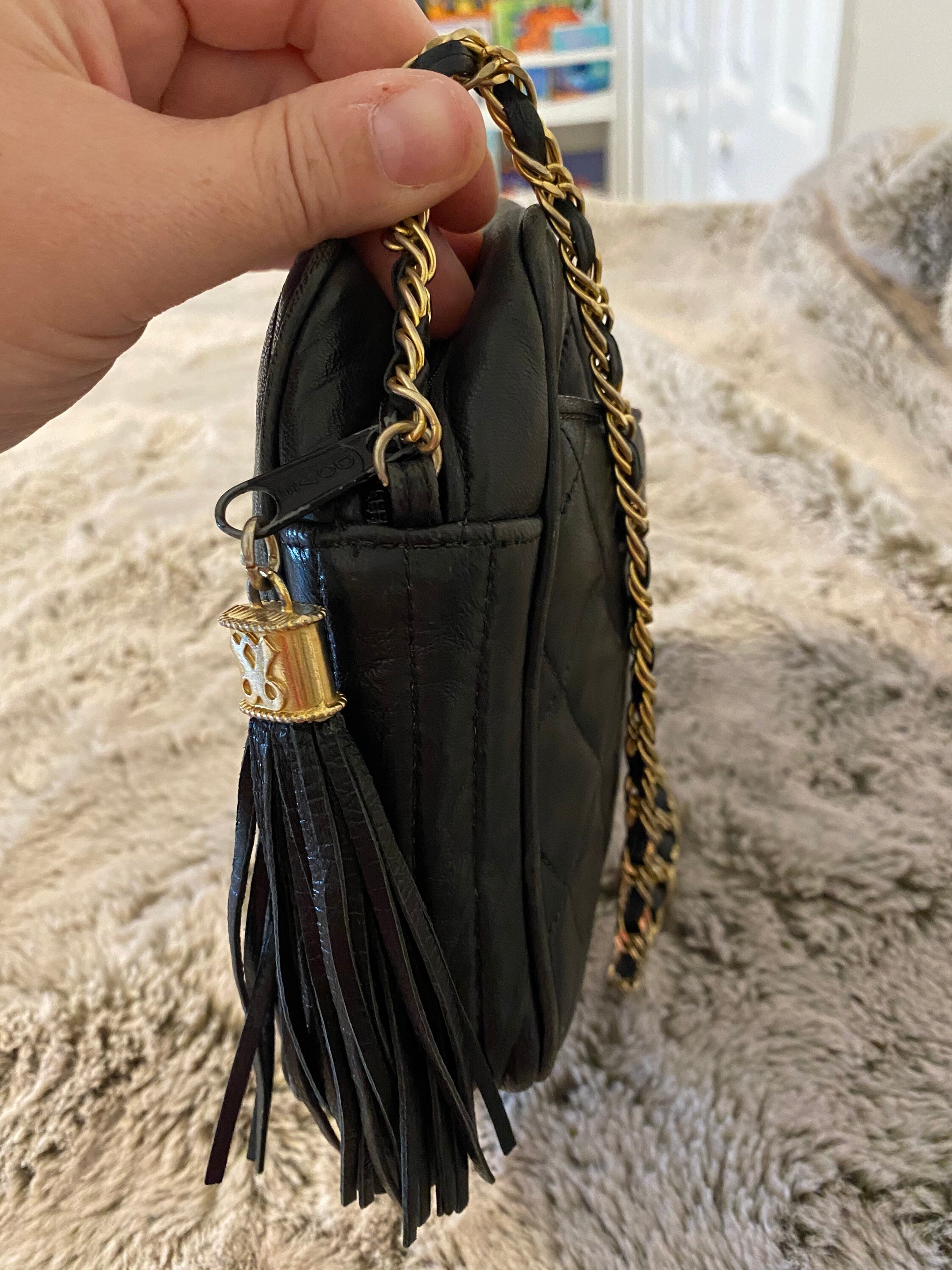 Jay Herbert Soft Quilted Calfskin Black Leather Chain Crossbody Purse - Etsy