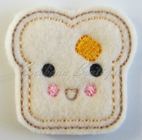 Kawaii Toast With Butter Feltie mini Embroidery-digital | Etsy