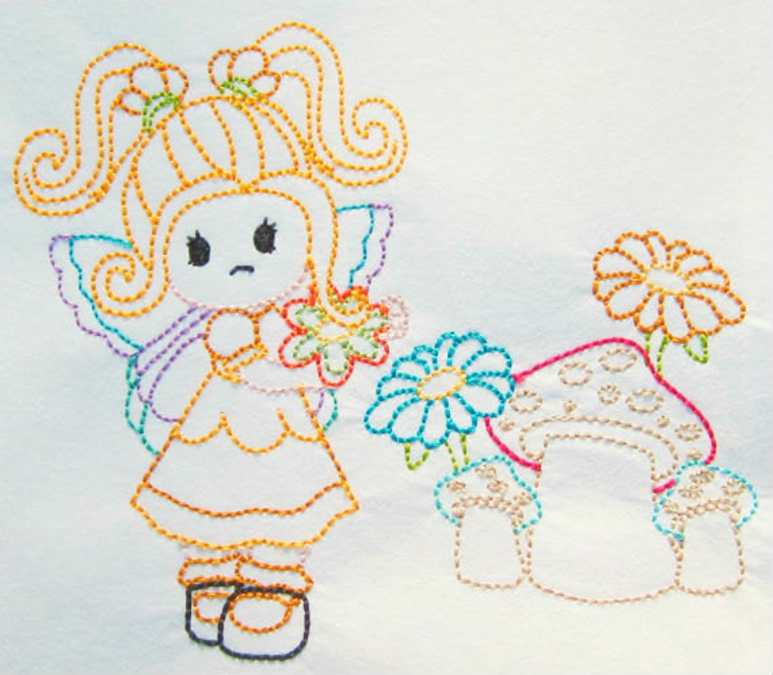 Color Work Pixie Girl Machine Embroidery - Etsy