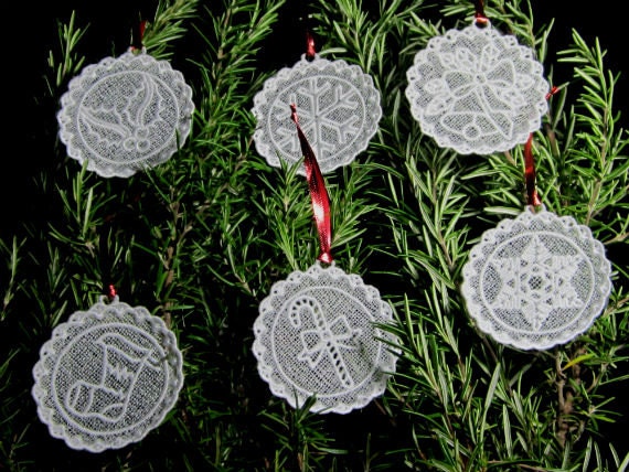 Fsl-free Standing Lace Embroidery Set 3 With 6 Ornament | Etsy