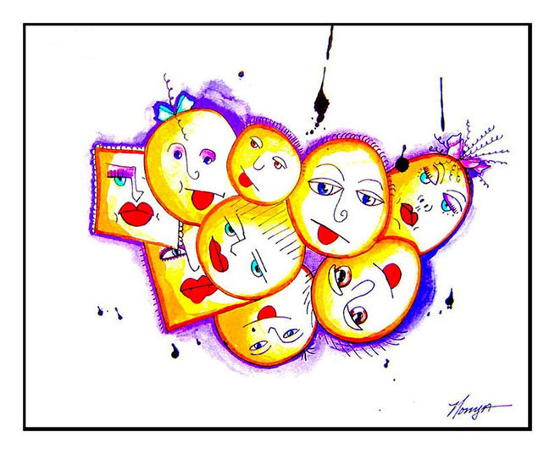 Silly Weird Faces. Whimsical Art Print. Gift for Child. Gift - Etsy