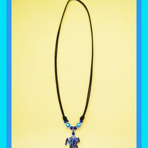 Mood Necklace. Turtle Pendant With Matching Beads on Quality Black ...