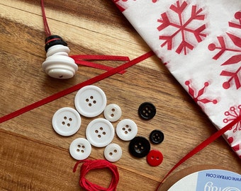 Build Your Own Snowman Kit: Button Snowman Ornament [set of 3] - Etsy