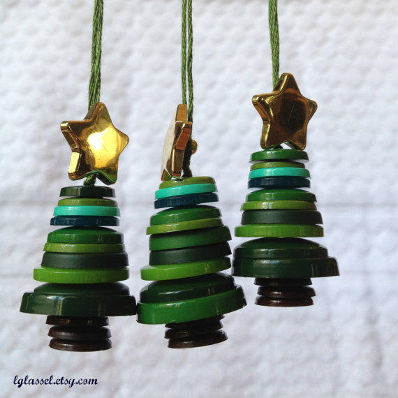 Button Christmas Tree Ornaments mix and Match Set of 3 - Etsy