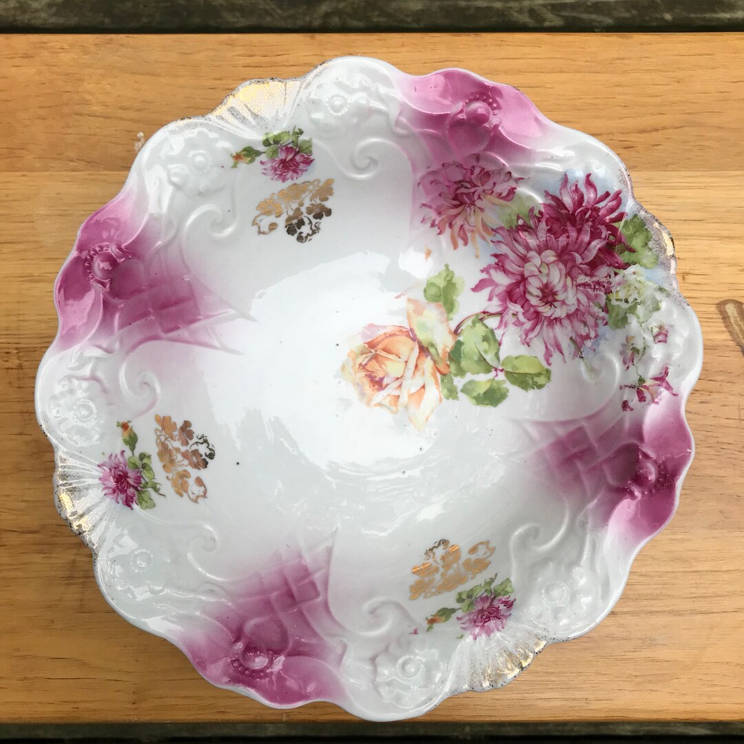 Vintage Bowl With Roses - Large // Serving Bowl // China - Etsy