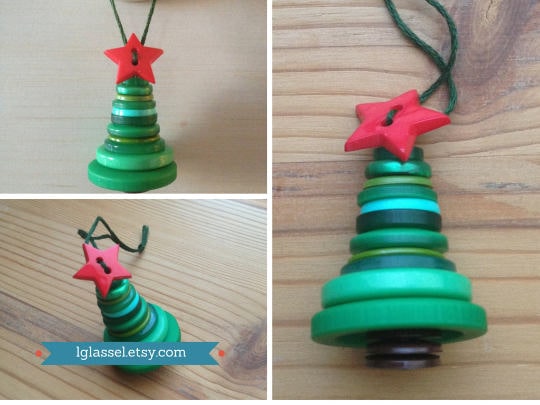 Button Christmas Tree Ornaments (mix and Match) - Set of 3 - Etsy