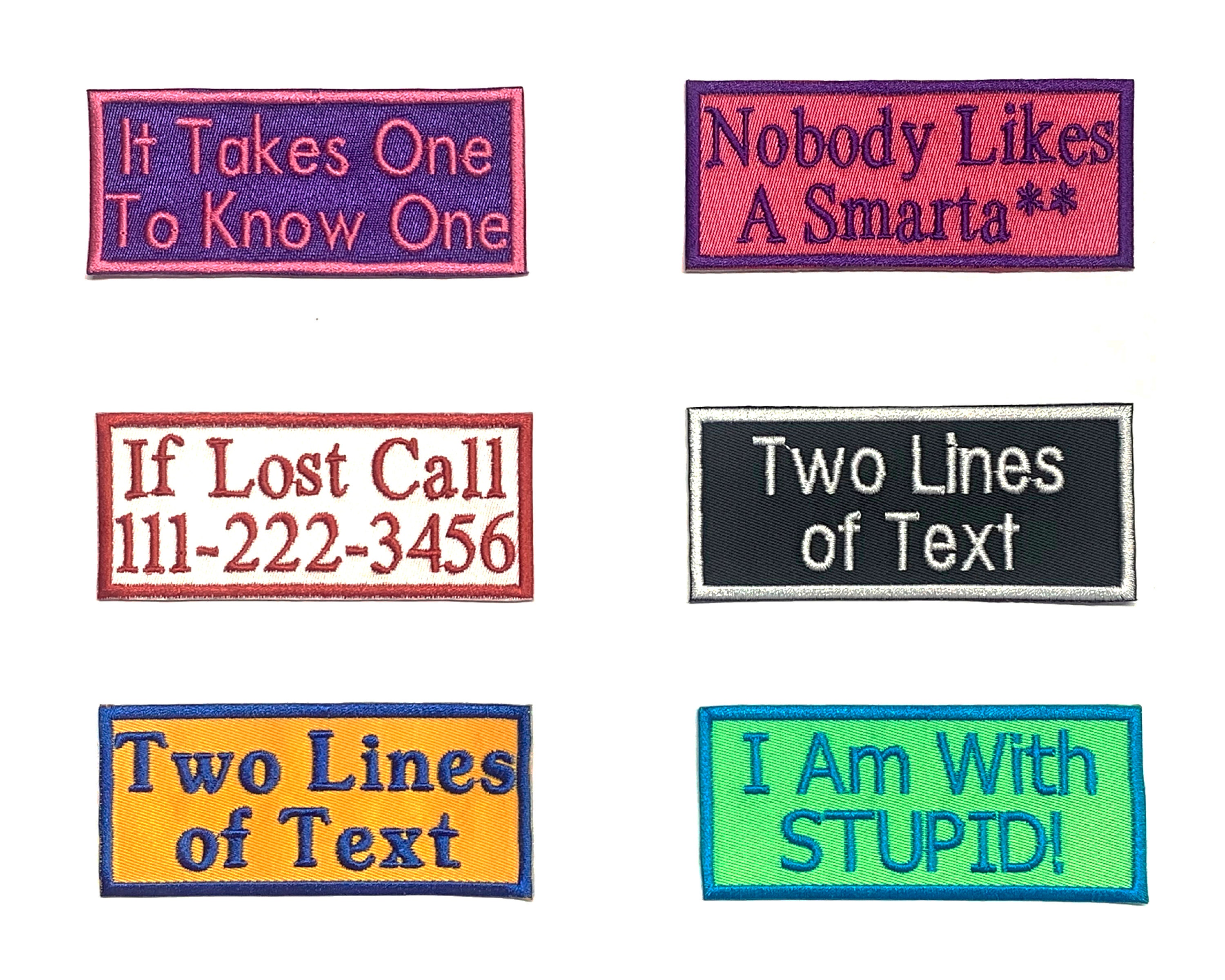 1.5 by 3.5 Two Lines Patch Custom Patch Embroidered Iron on Patch With ...