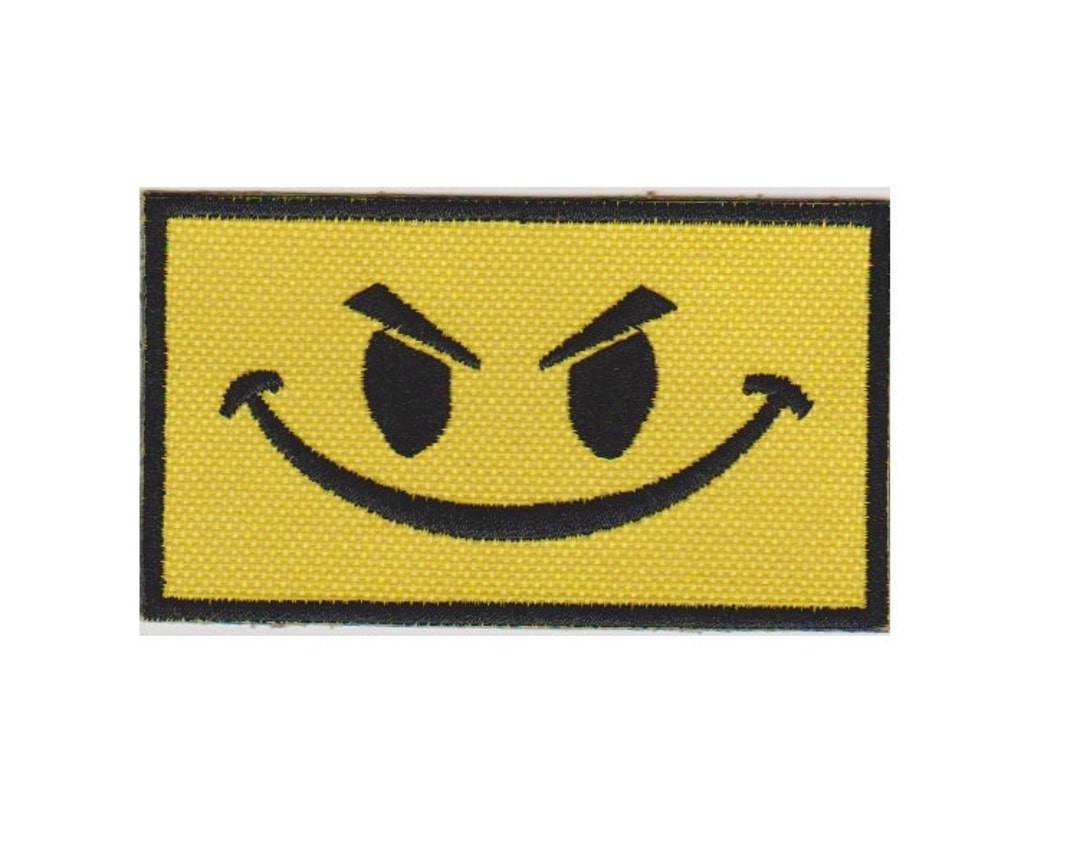 Angry Smiley Face Morale Patch Embroidered Patch With Hook and Loop ...