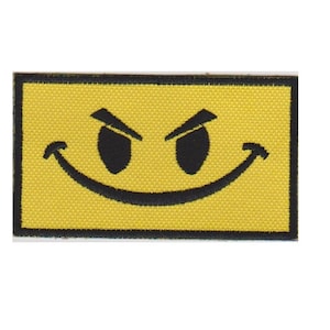 Angry Smiley Face Morale Patch Embroidered Patch With Hook and Loop ...