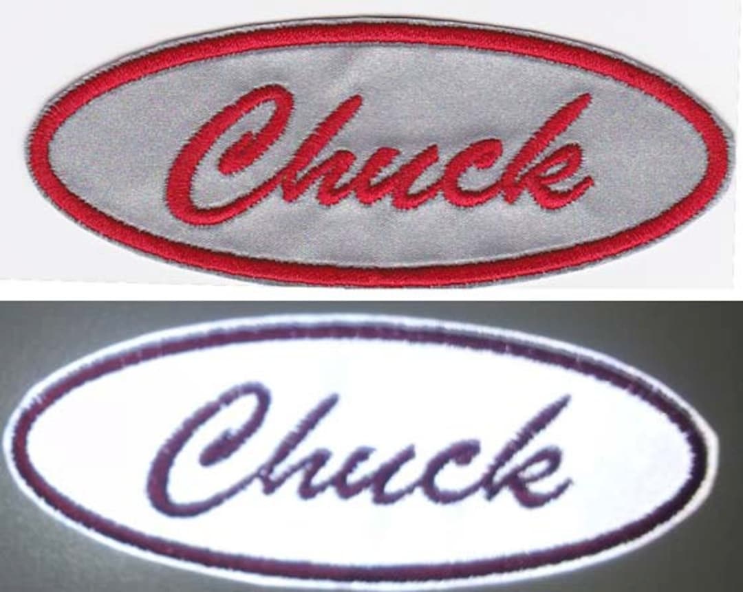 1.5 X 4 Oval Personalized Custom Embroidered Reflective Name Patch With ...
