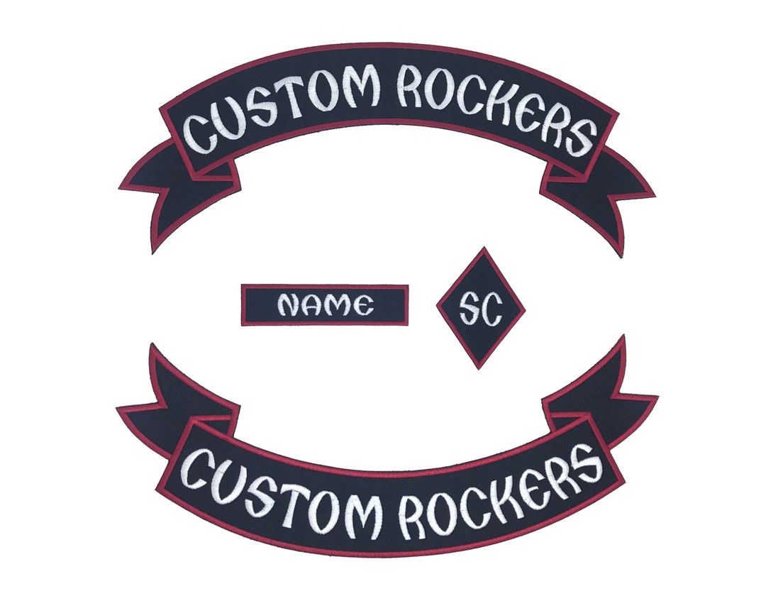 4 Piece Embroidered Custom Rocker Patches Custom Patch Set 13 Inch ...