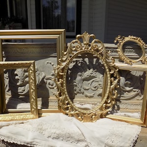 Set of 5 Gold Picture Frames ~ Gold Wall Frames ~ WEDDING Decor ...