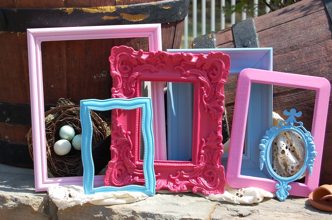 Set of Six Picture Frames / Gallery Picture Frames / Vintage Ornate and Plain Frames / Custom ...