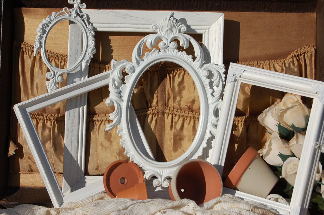 Antique White PICTURE FRAME Set Set of 5 Shabby Chic Picture Frames ...