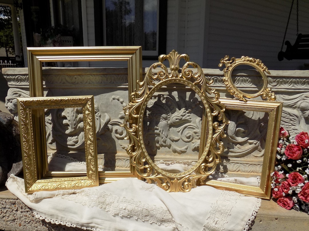 Set of 5 Gold Picture Frames ~ WEDDING Frames ~ Shabby Chic Gallery ...
