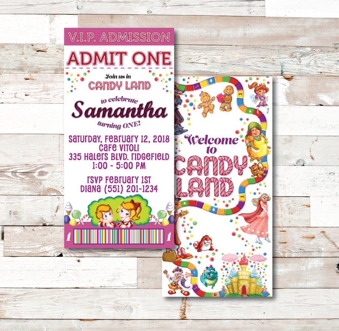 Candy Land Birthday Ticket Invitation Candy Land Birthday Party ...
