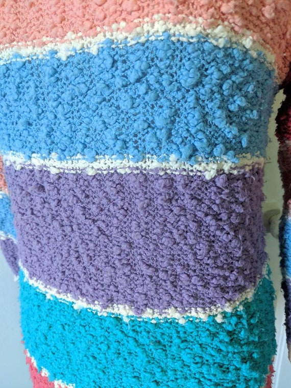 80s Pastel Striped Nubby Sweater Size Medium/Large 3/… - Gem