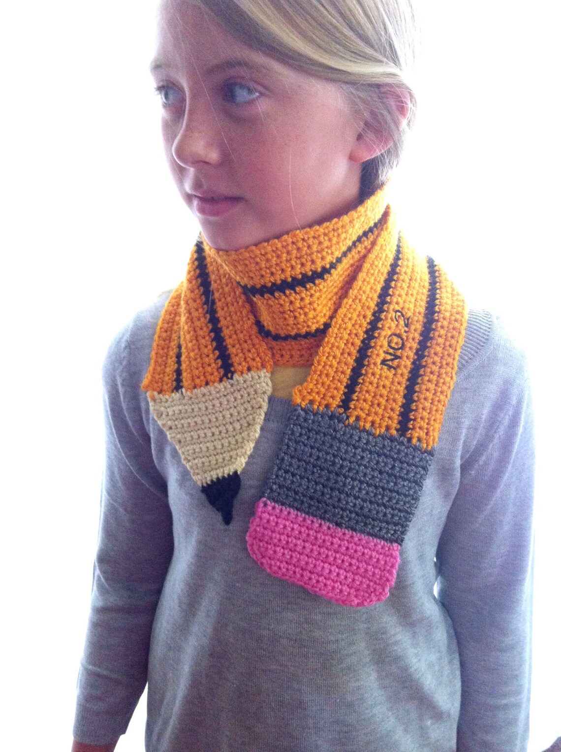 PENCIL SCARF Custom Teacher Gift Kids / Adult Knit Handmade Crochet ...