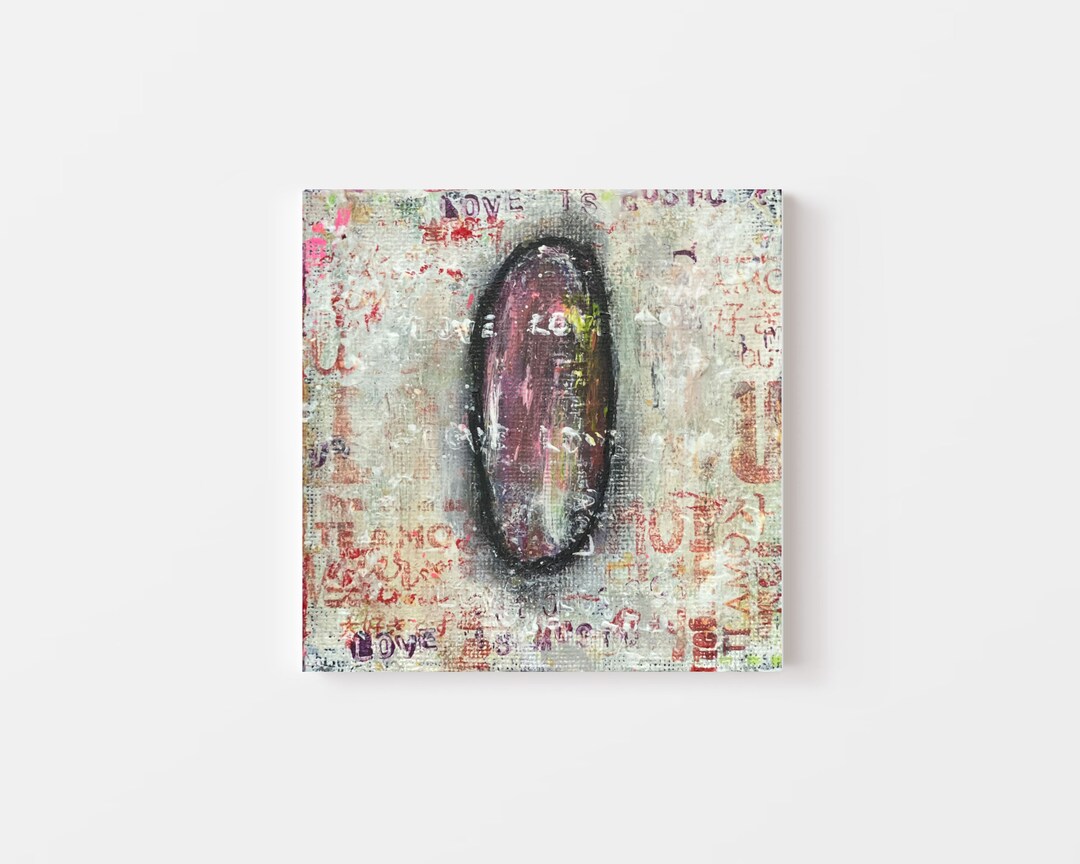 Original Art Letter I Painting 4"x4" Mini Heart Art Original Acrylic ...