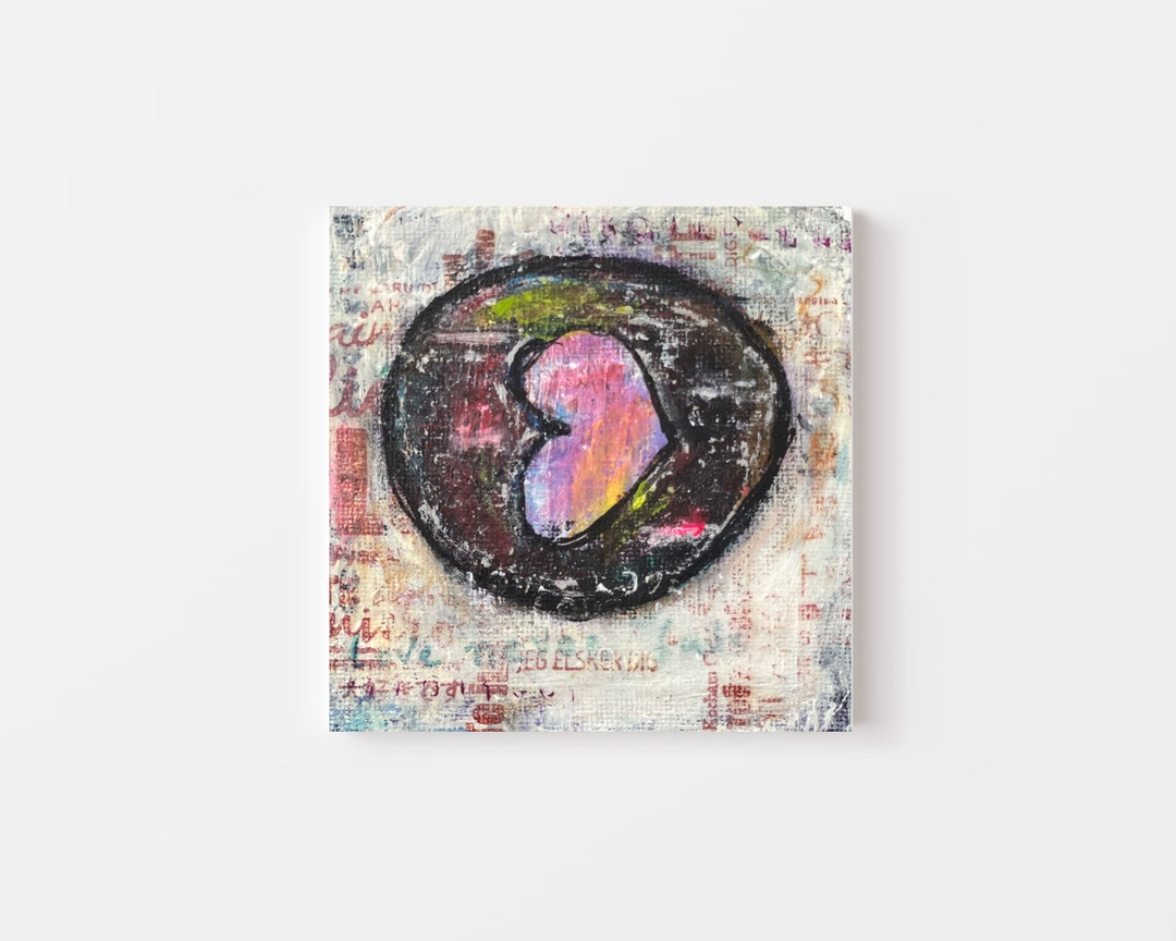 Original Art Letter O Painting 4"x4" Mini Heart Art Original Acrylic ...