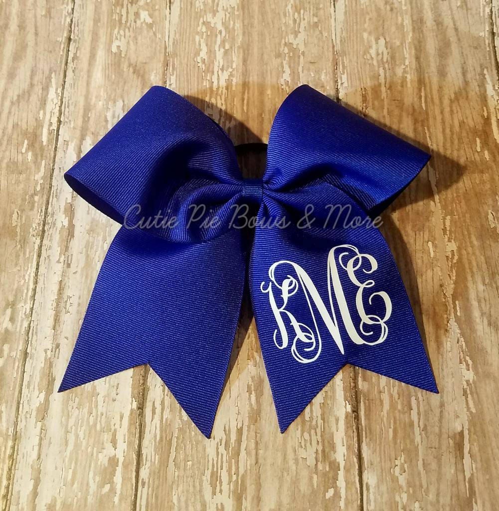 Monogrammed Cheer Bow monogram hair bow Southern hair bow | Etsy