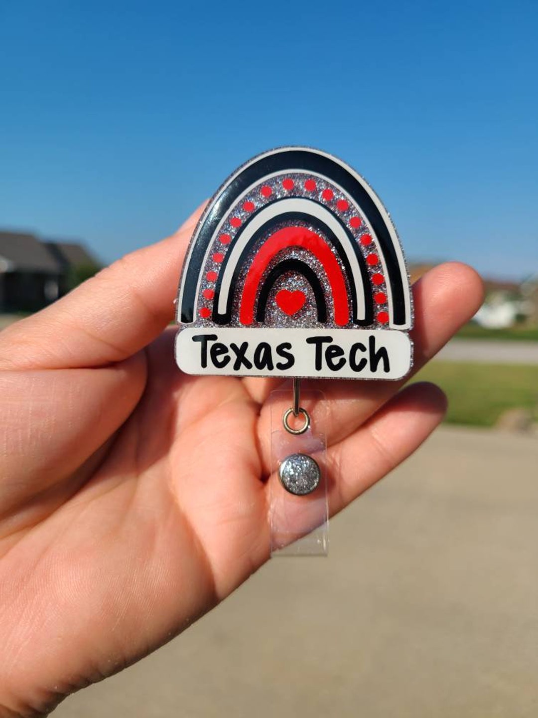 Texas Tech Rainbow Badge Reel, Guns Up, Tech ID Badge, Nurse ...