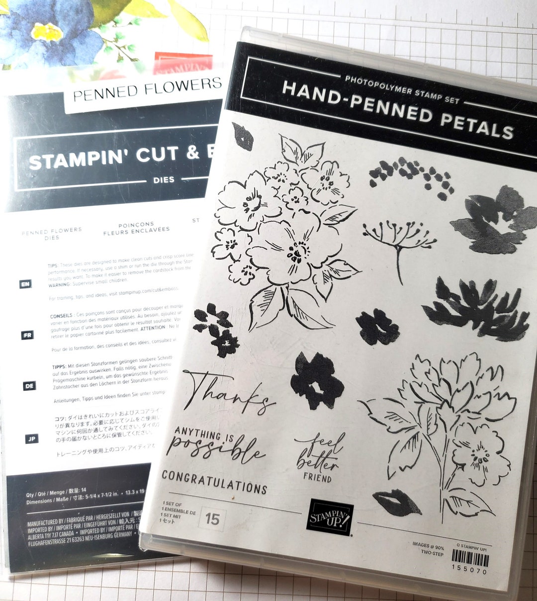 Stampin' Up Hand-penned Petals Stamp Set and Penned Flowers Dies. Used ...
