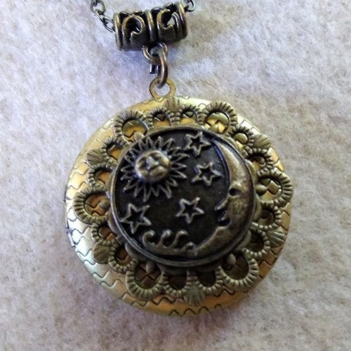 Sun and Moon Locket Necklace Great Gift Birthday Christmas - Etsy