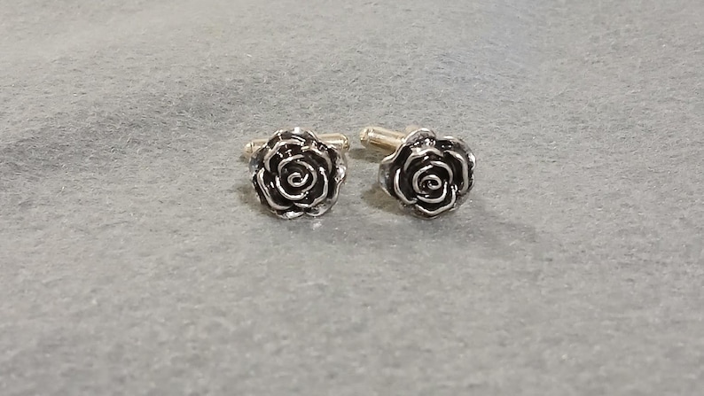 Antique Silver Rose Tie Clip Cufflinks Set: Gift Boxed - Etsy