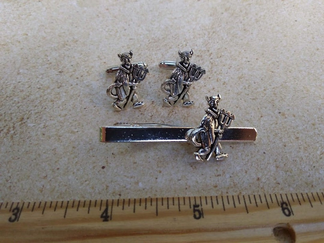 Little Devil Tie Clip Clasp Bar Cuff Links Halloween Gothic Costume ...