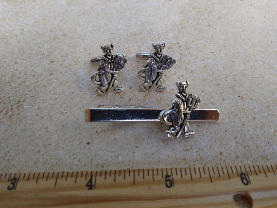 Little Devil Tie Clip Clasp Bar Cuff Links Halloween Gothic | Etsy