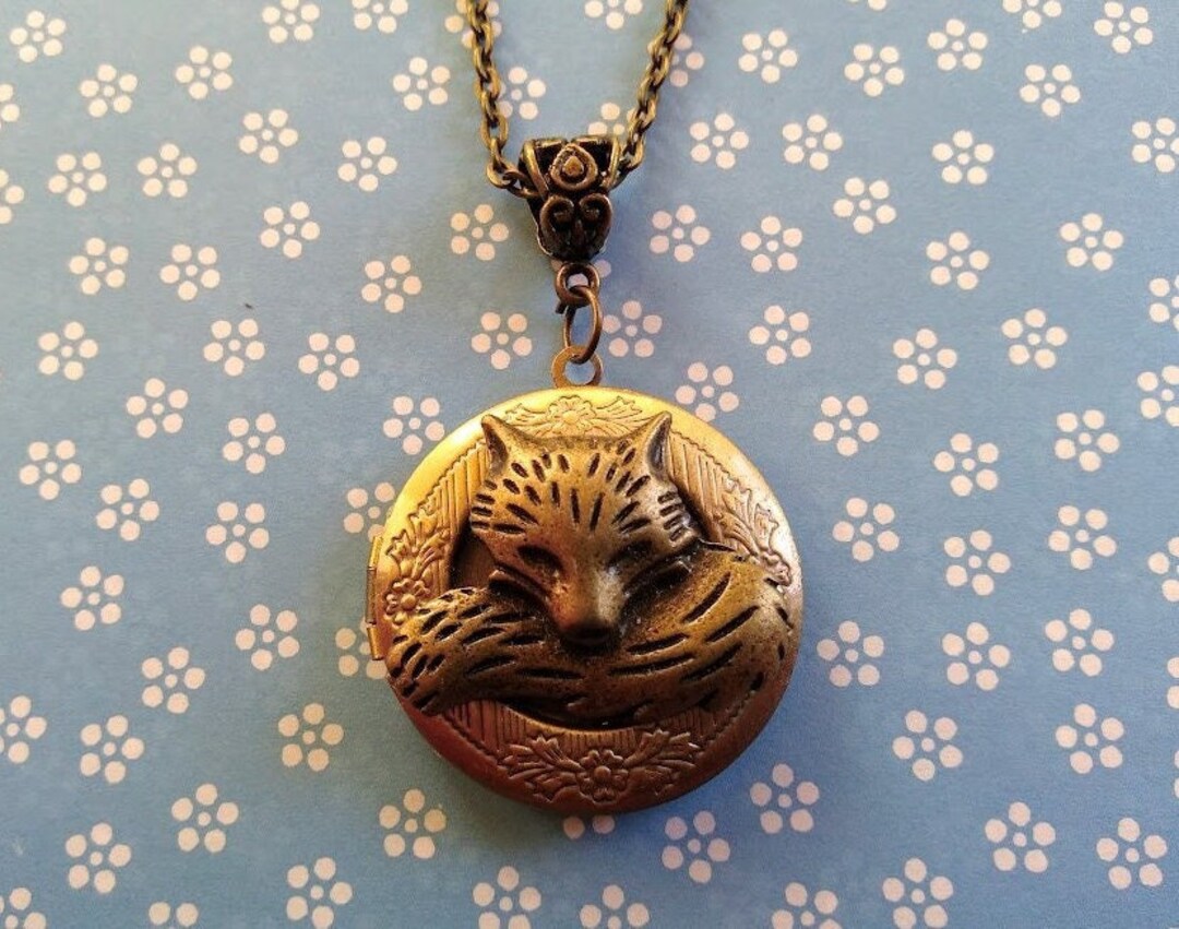 Antique Bronze Lovely Fox Locket Necklace Nature Inspired Woodland ...