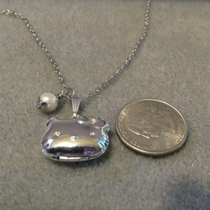 Cute Kitty Cat Locket Necklace With Cultured Fresh Water Pearl Great ...
