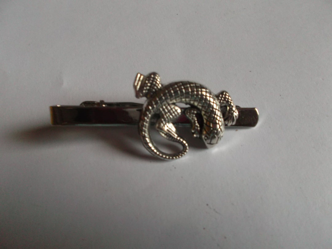 Antique Silver Lizard Gekko Tie Bar Tie Clip Pin Gothic Steampunk ...
