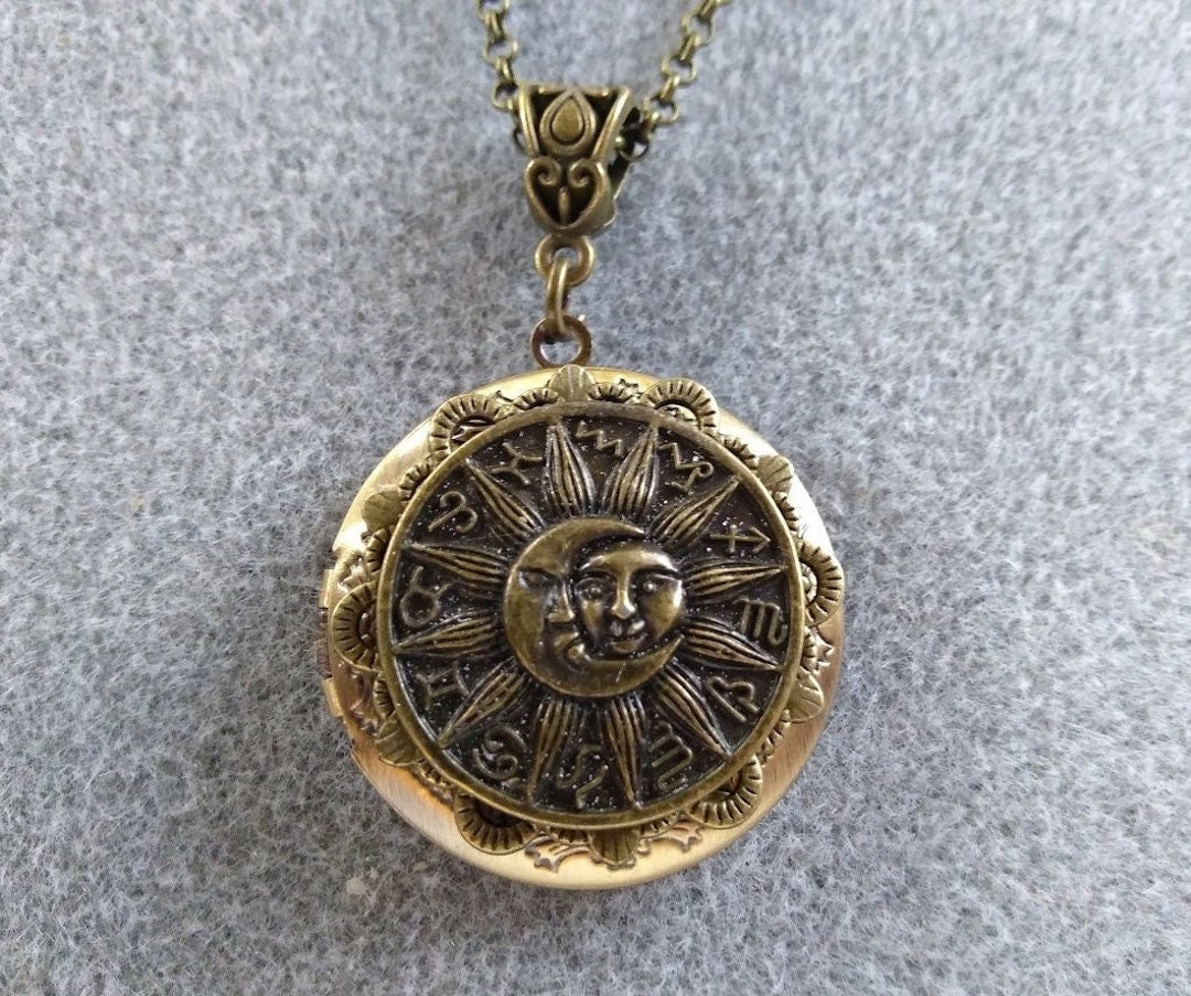 Sun and Moon Constellation Locket Necklace Great Gift Birthday ...