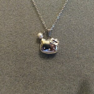 Cute Kitty Cat Locket Necklace With Cultured Fresh Water Pearl Great ...