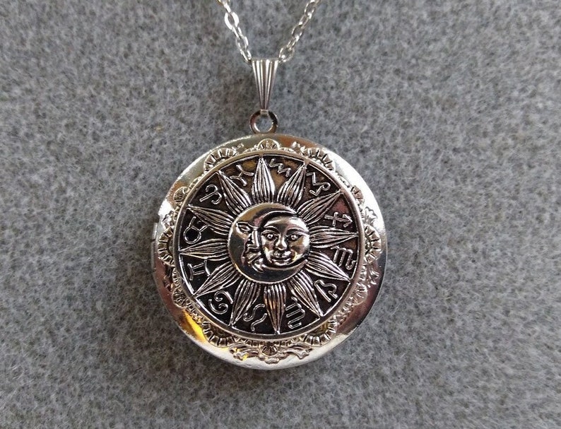 Sun and Moon Constellation Locket Necklace: Celestial Jewelry - Etsy