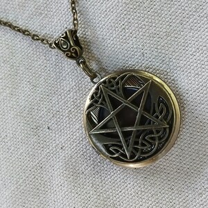 Antique Bronze Celtic Pentagram Pentacle Knot Locket Necklace Birthday ...