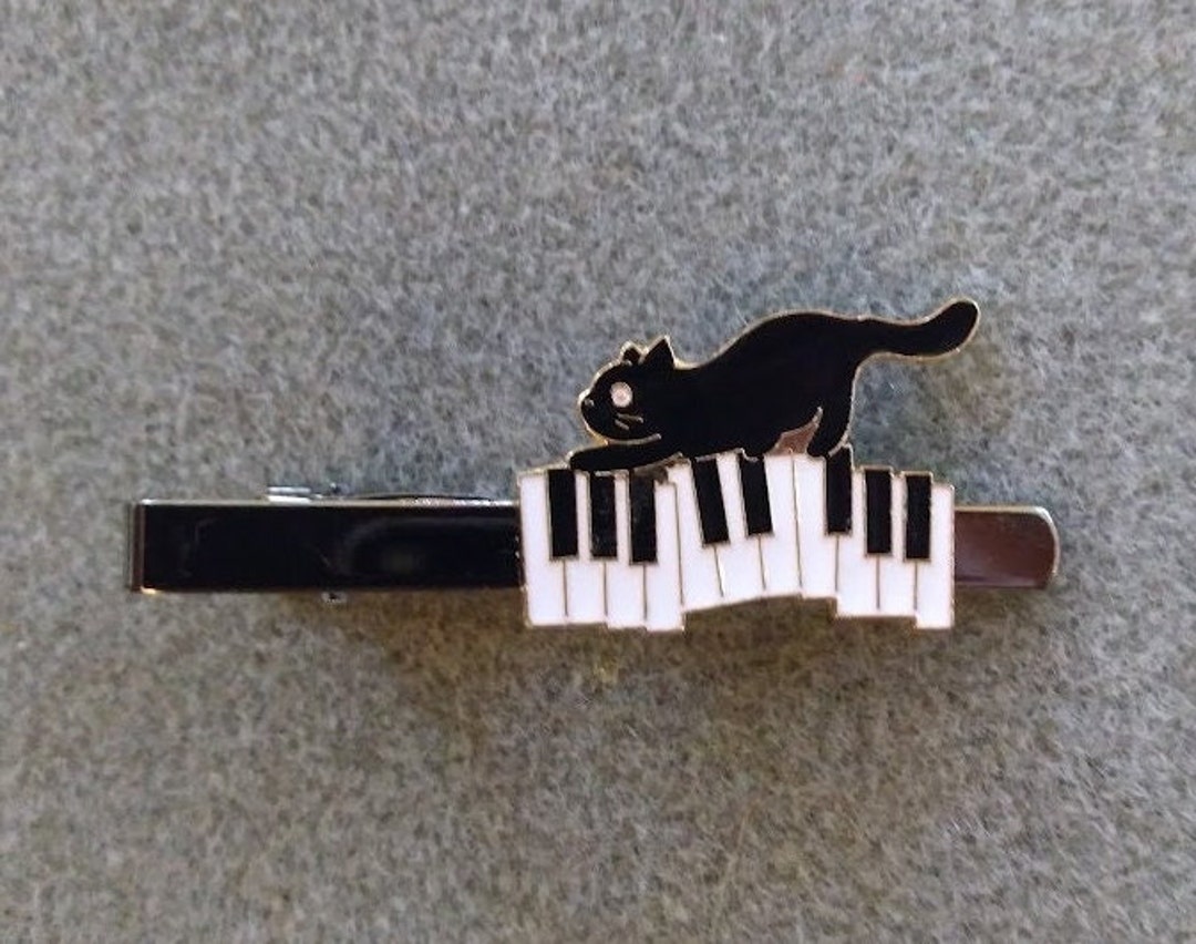 Black Cat on Keyboard Tie Clip Bar Clasp Gift for Him Father's Day ...